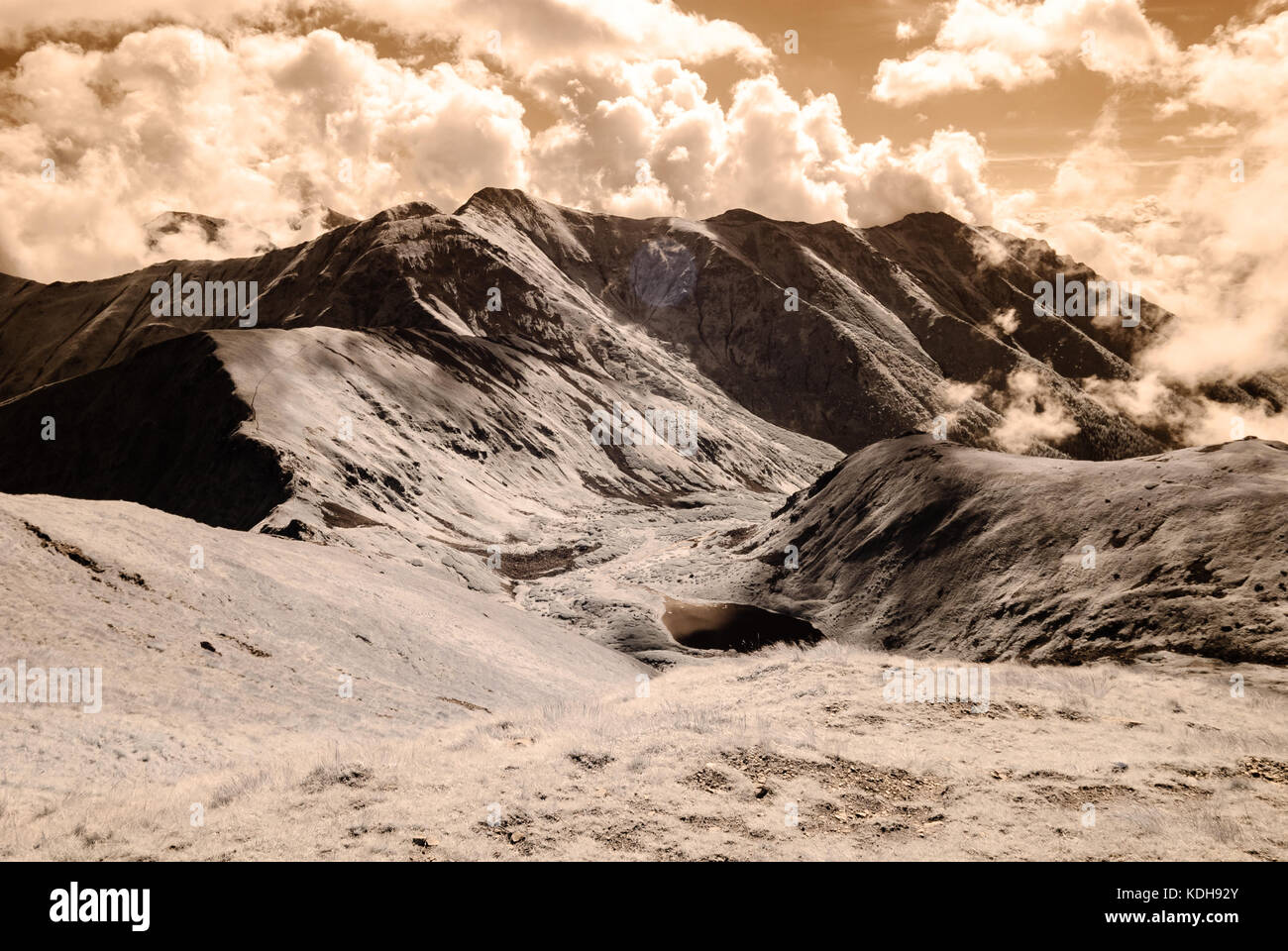 mountain panorama view from Volovec peak in Slovakia in bright sun ...