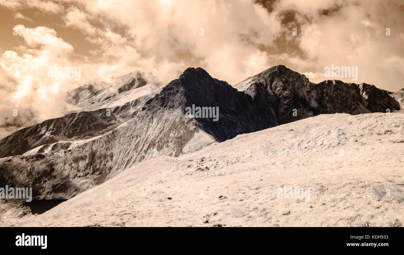 mountain panorama view from Volovec peak in Slovakia in bright sun ...