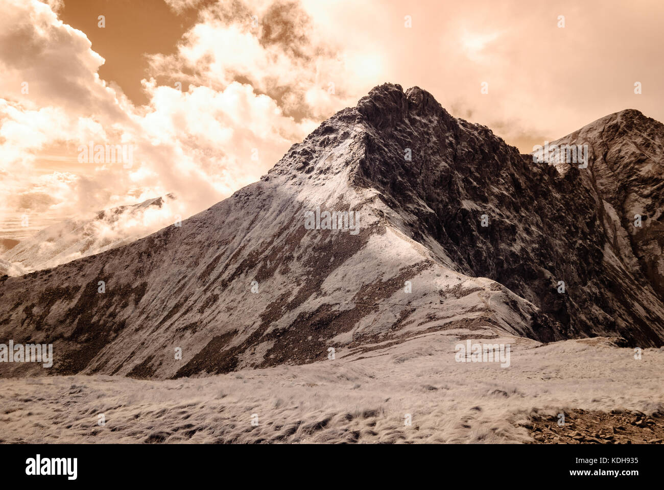mountain panorama view from Volovec peak in Slovakia in bright sun ...