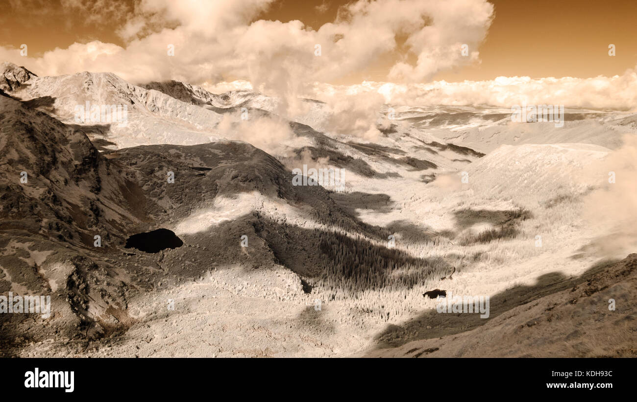 mountain panorama view from Volovec peak in Slovakia in bright sun ...