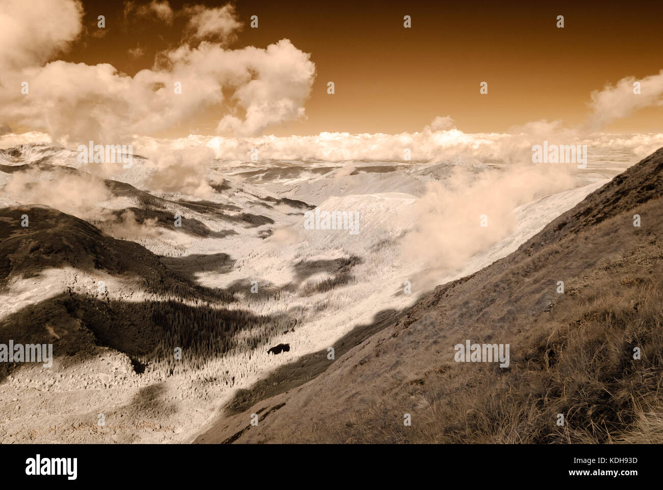 mountain panorama view from Volovec peak in Slovakia in bright sun ...