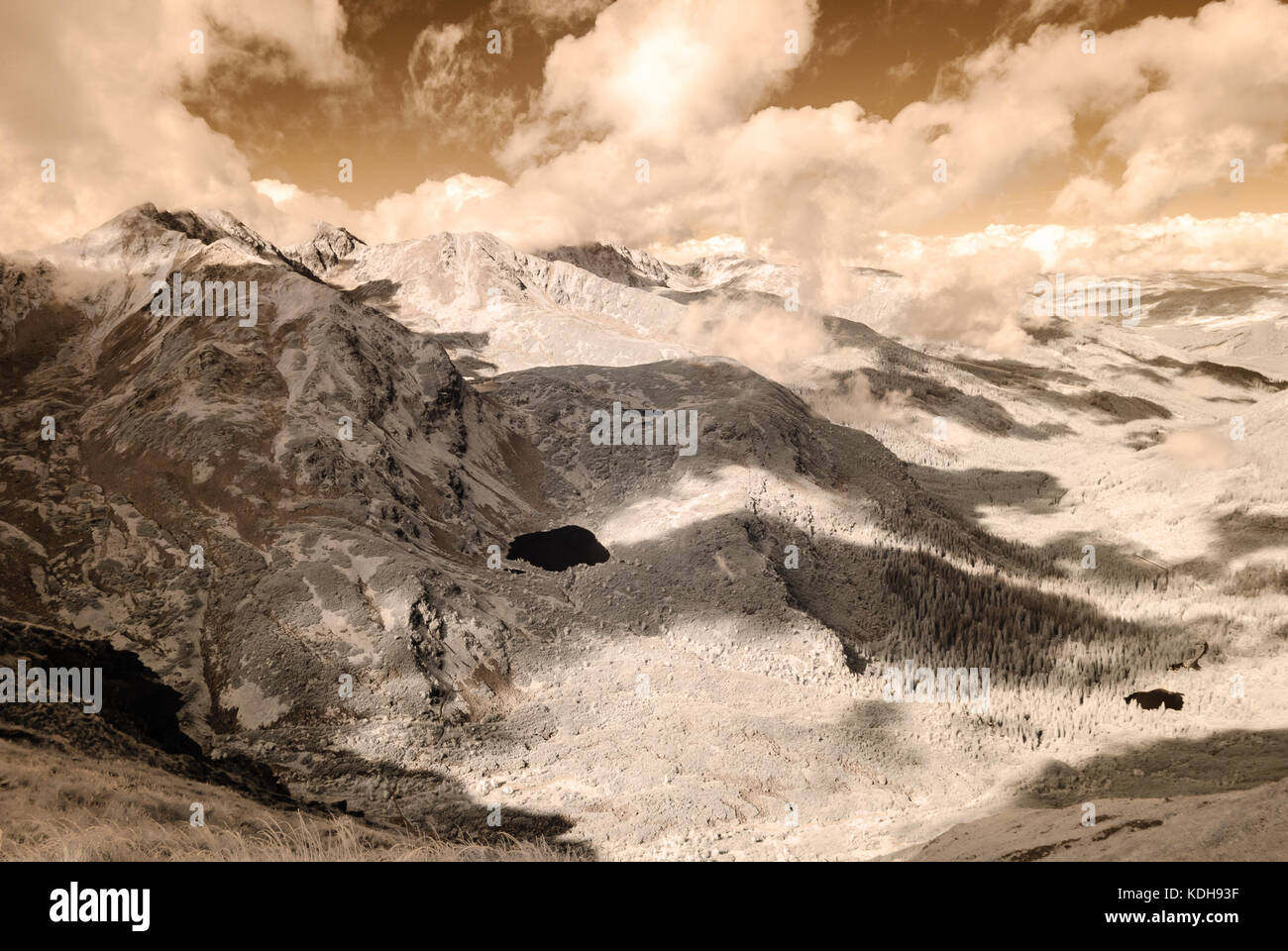 mountain panorama view from Volovec peak in Slovakia in bright sun ...