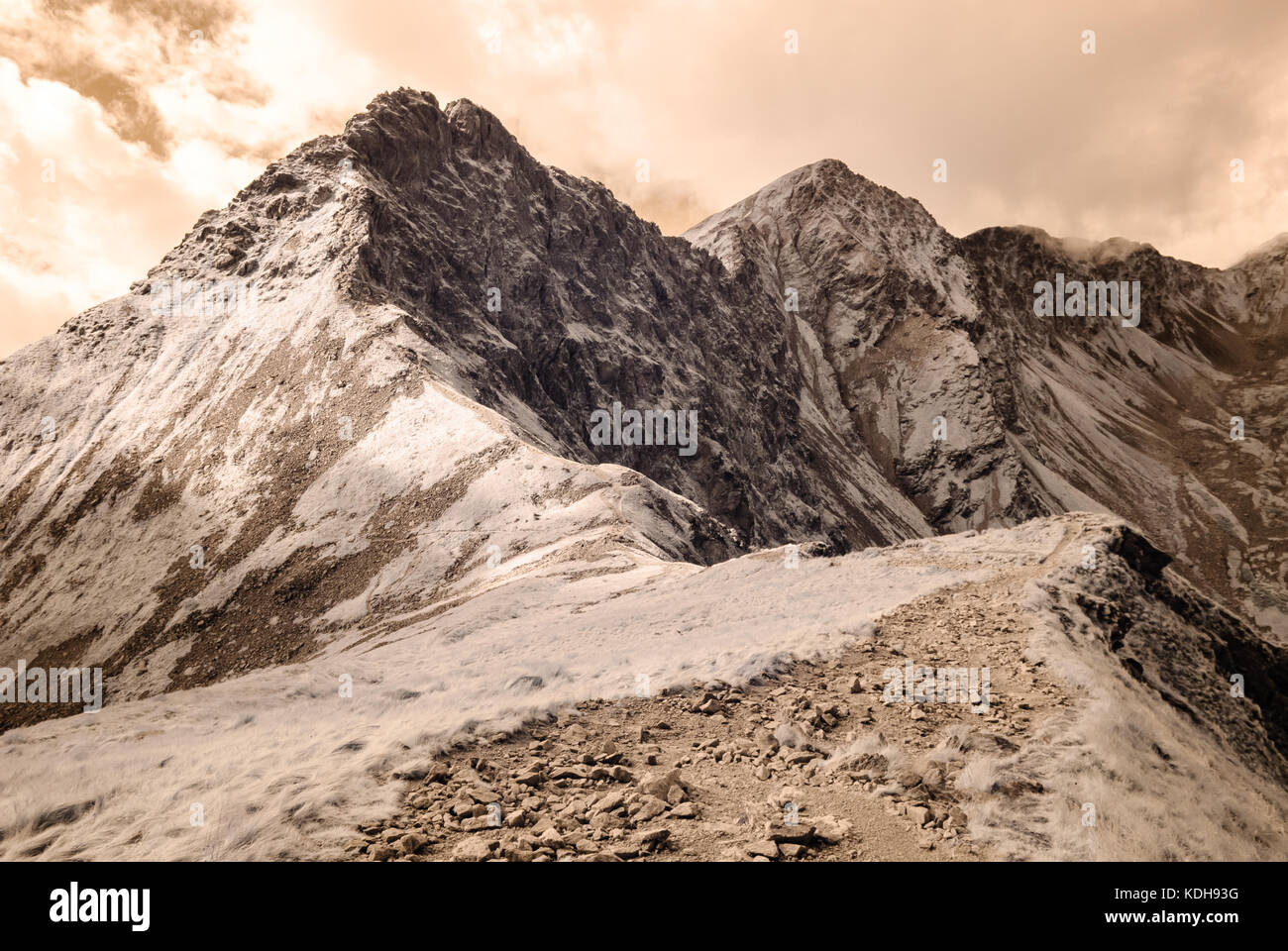 mountain panorama view from Volovec peak in Slovakia in bright sun ...
