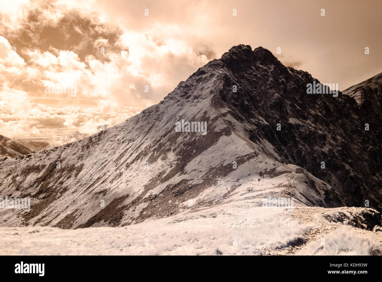 mountain panorama view from Volovec peak in Slovakia in bright sun ...