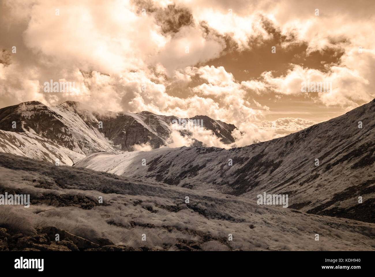 mountain panorama view from Volovec peak in Slovakia in bright sun ...