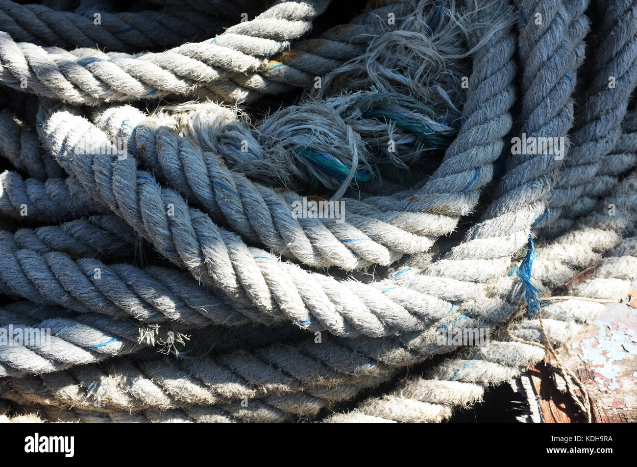 Nautical white rope with light and shadow effect Stock Photo - Alamy