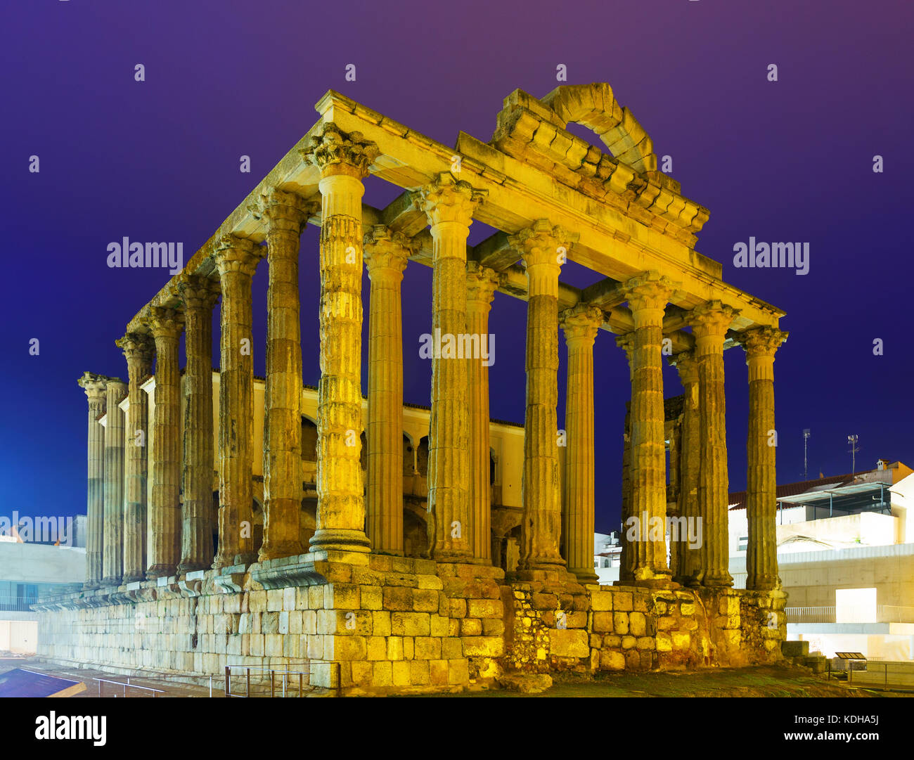 Ancient roman temple in night merida hi-res stock photography and ...