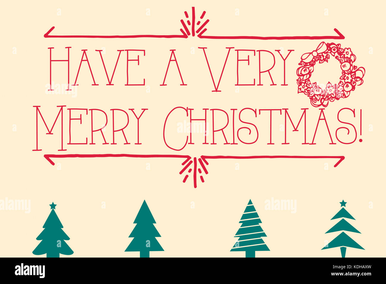 Have a very Merry Christmas text with green different Christmas trees ...