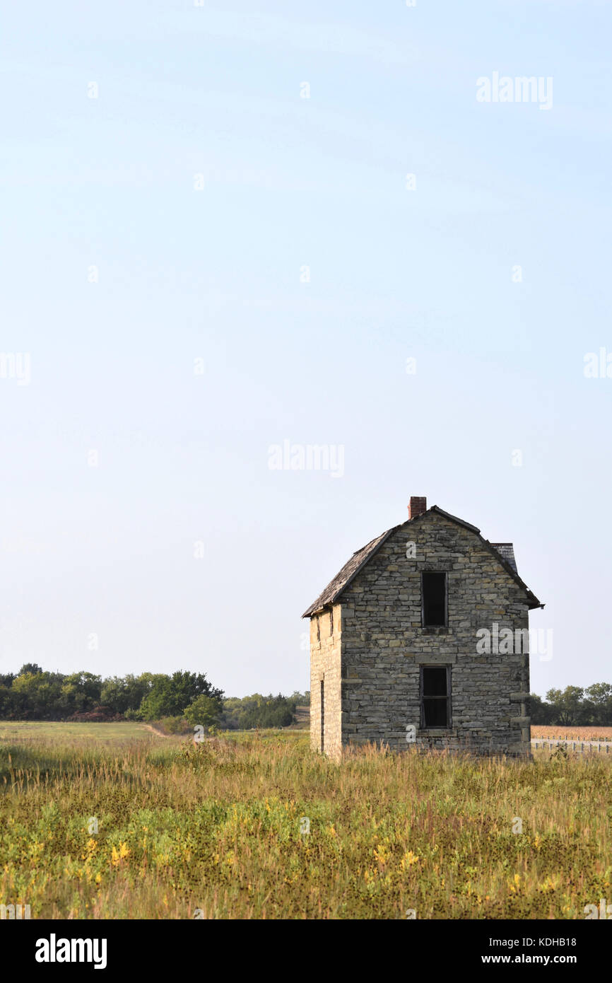 Abandoned Stone House - Kansas, USA Stock Photo - Alamy