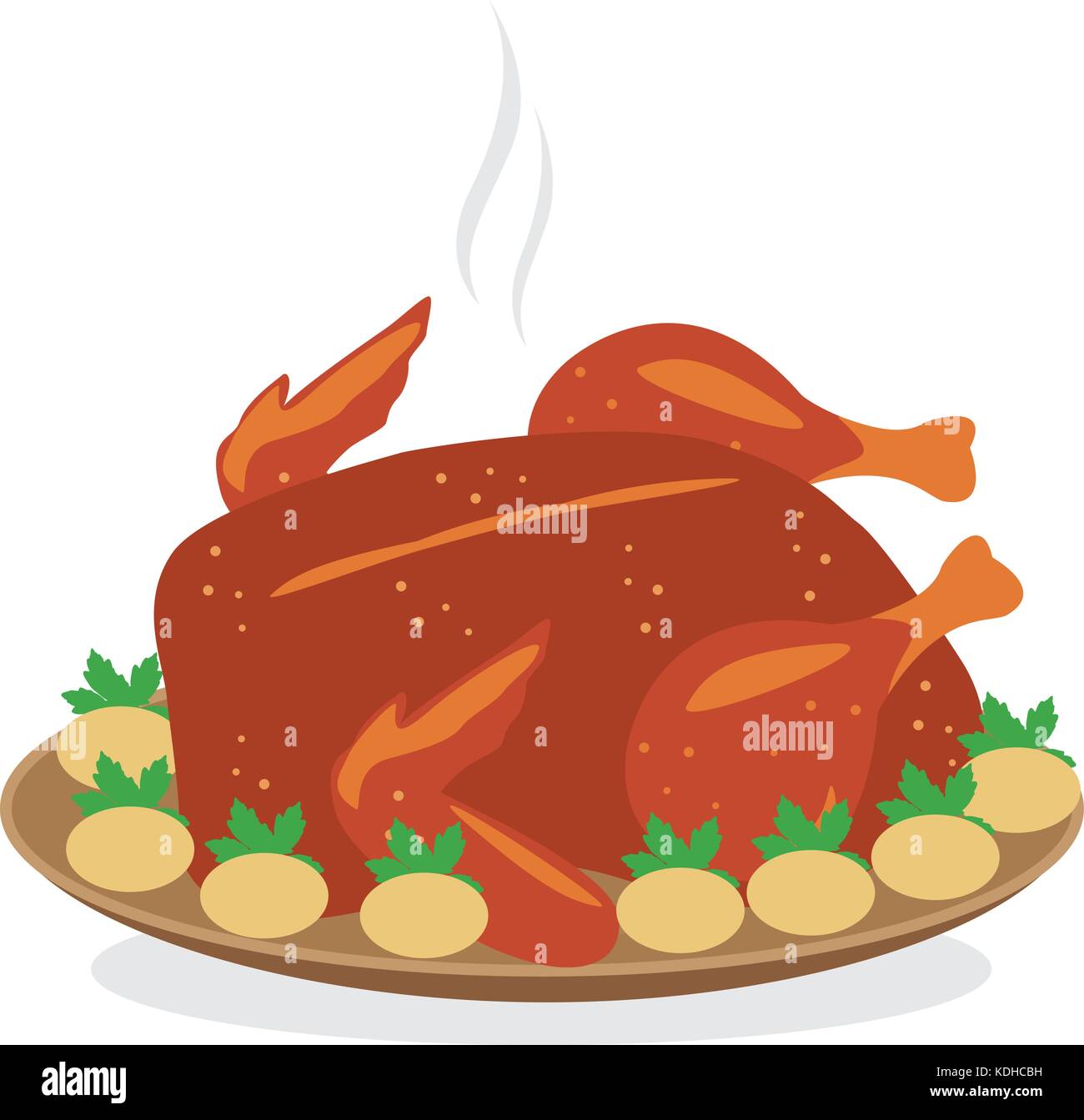 Roasted Chicken With Potatoes Stock Vector Image & Art - Alamy