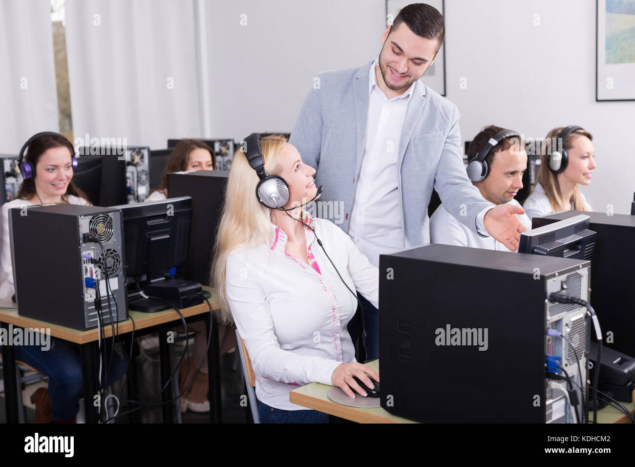 boss and his successful call center team at office Stock Photo - Alamy