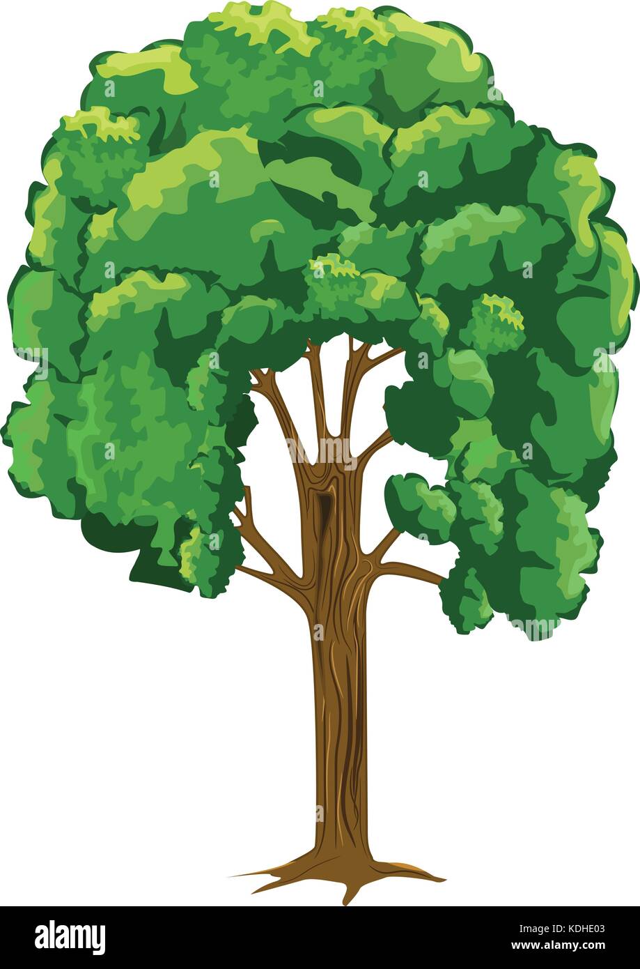 Tree with cartoon style but with more detailed. Flat and solid color ...