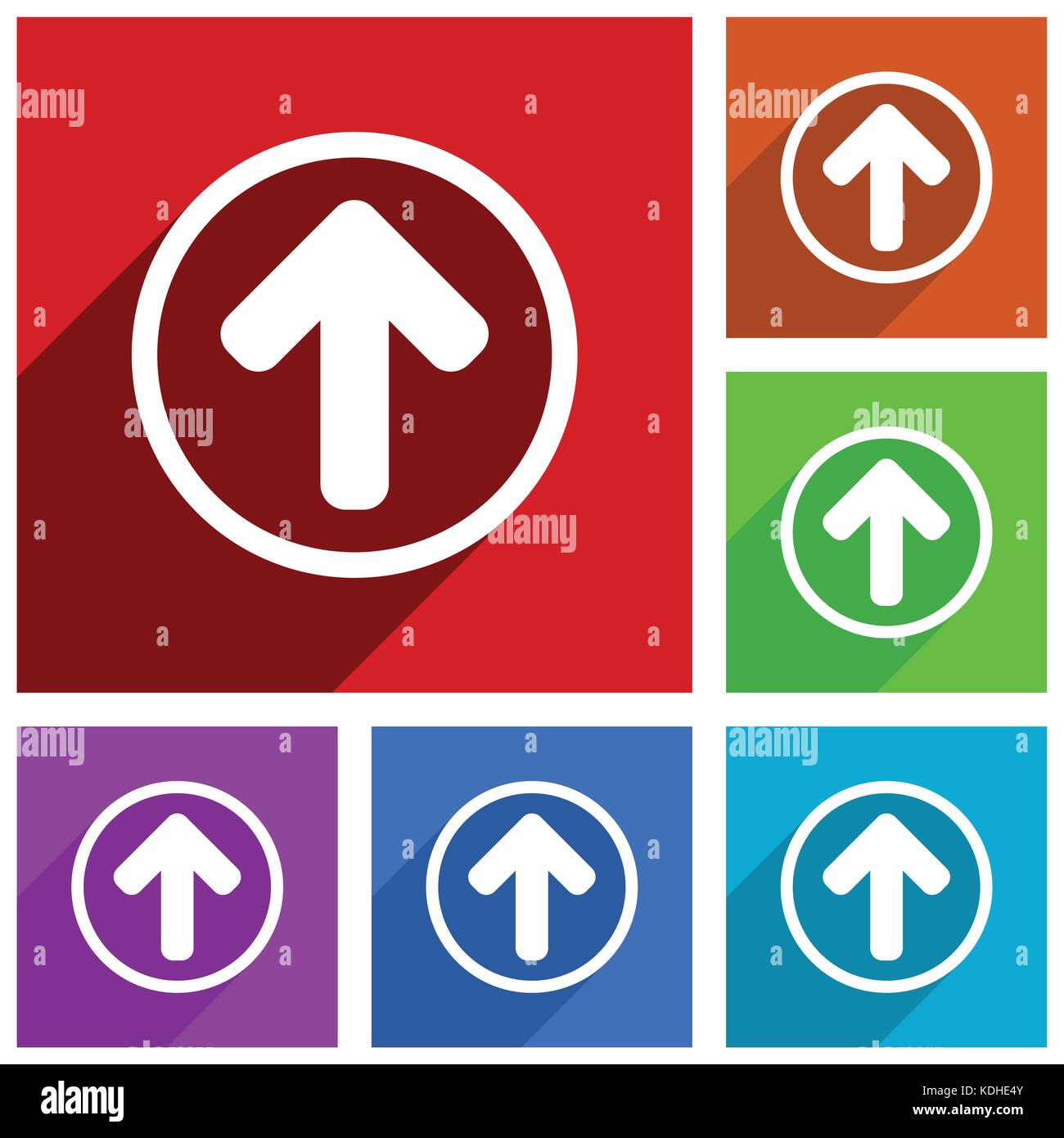 Up arrow flat design vector icon set. Colorful buttons for web design ...
