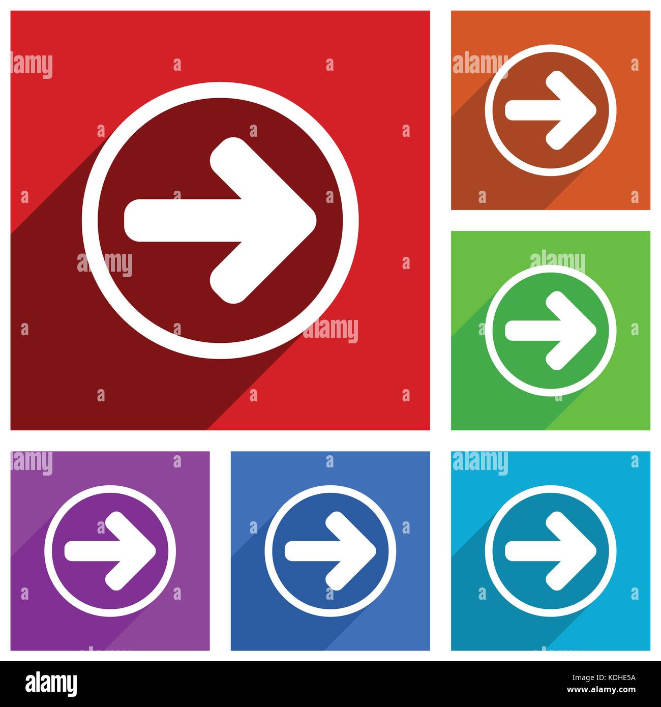 Right arrow flat design vector icon set. Colorful buttons for web ...