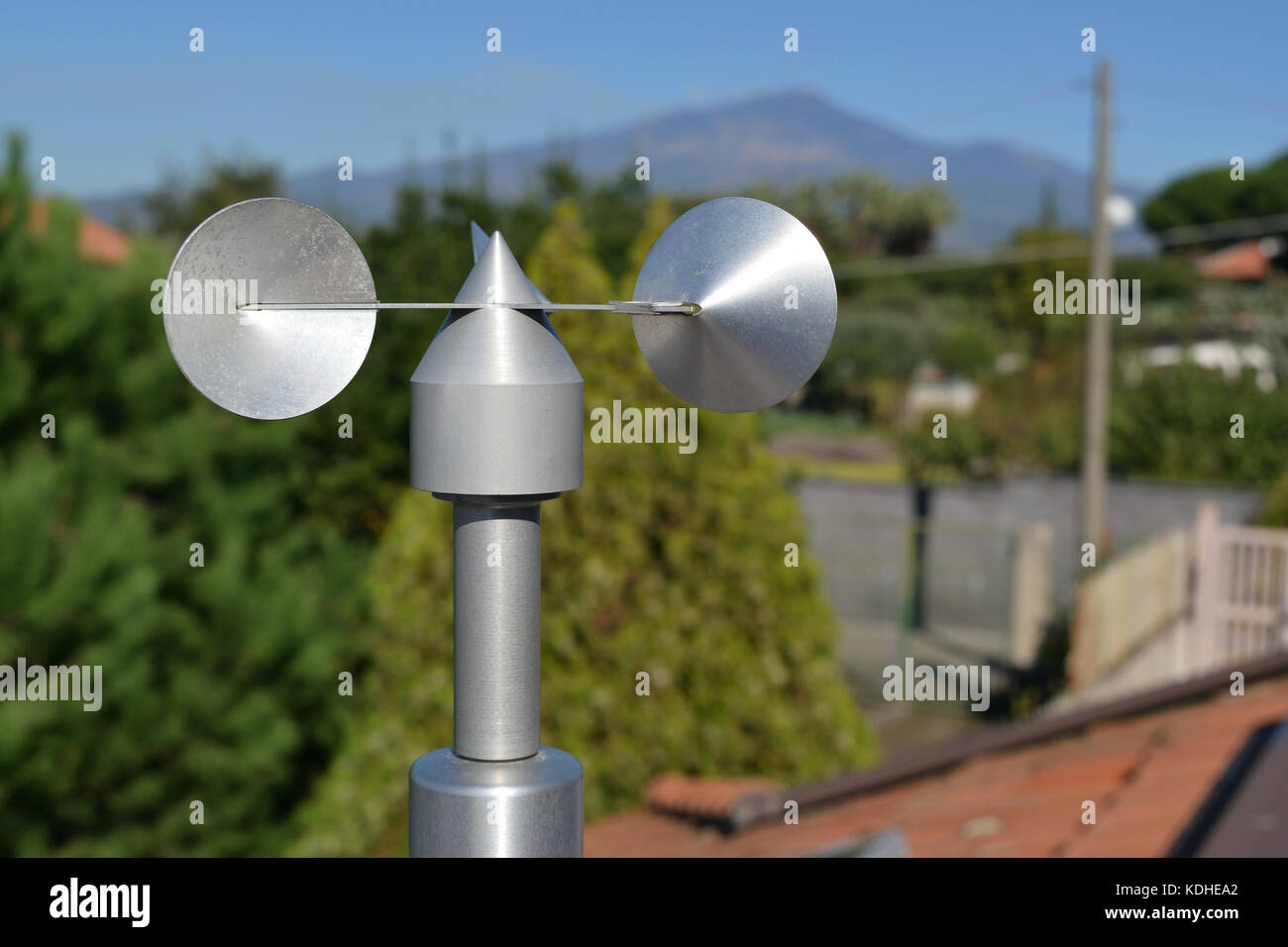 close up of aluminum anemometer on roof Stock Photo - Alamy