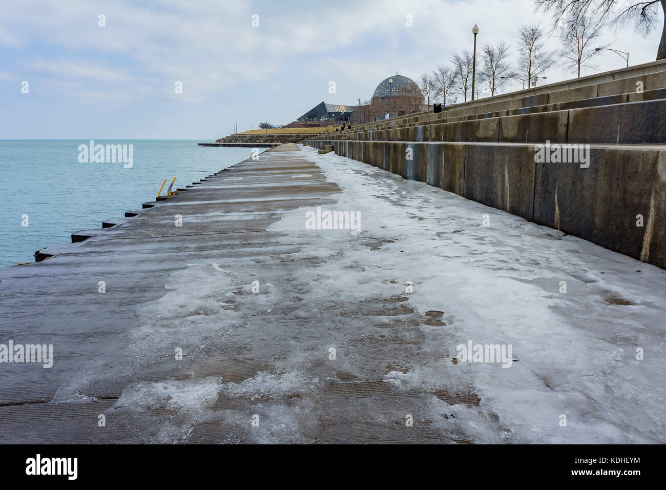 Icy port near Millennium Park at Chicago, Illinois, United States Stock ...