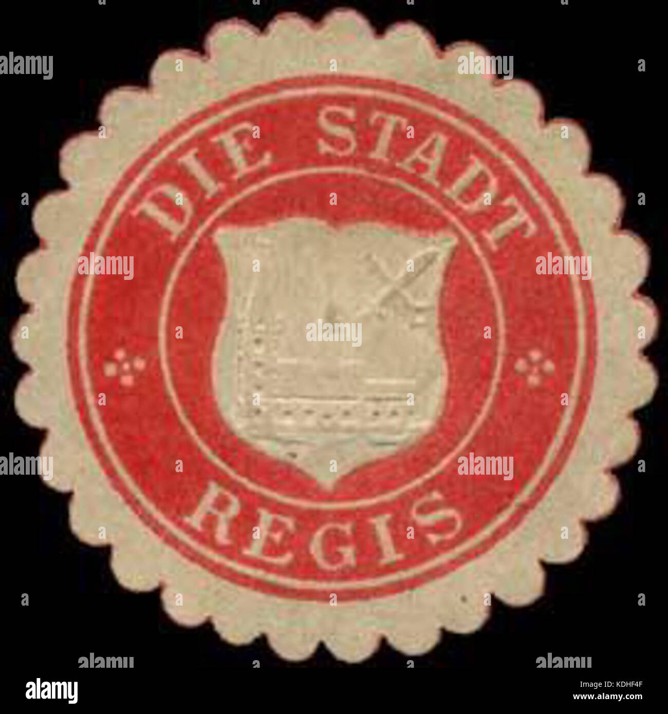 A seal representing the city of Regis, with the official mark ...