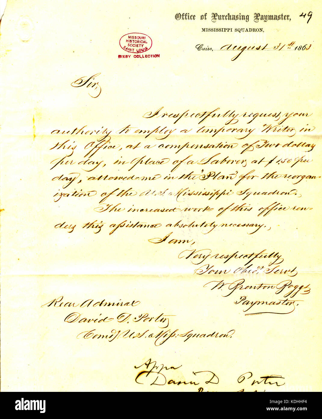 Letter from W. Brinton Boggs, Office of Purchasing Paymaster ...