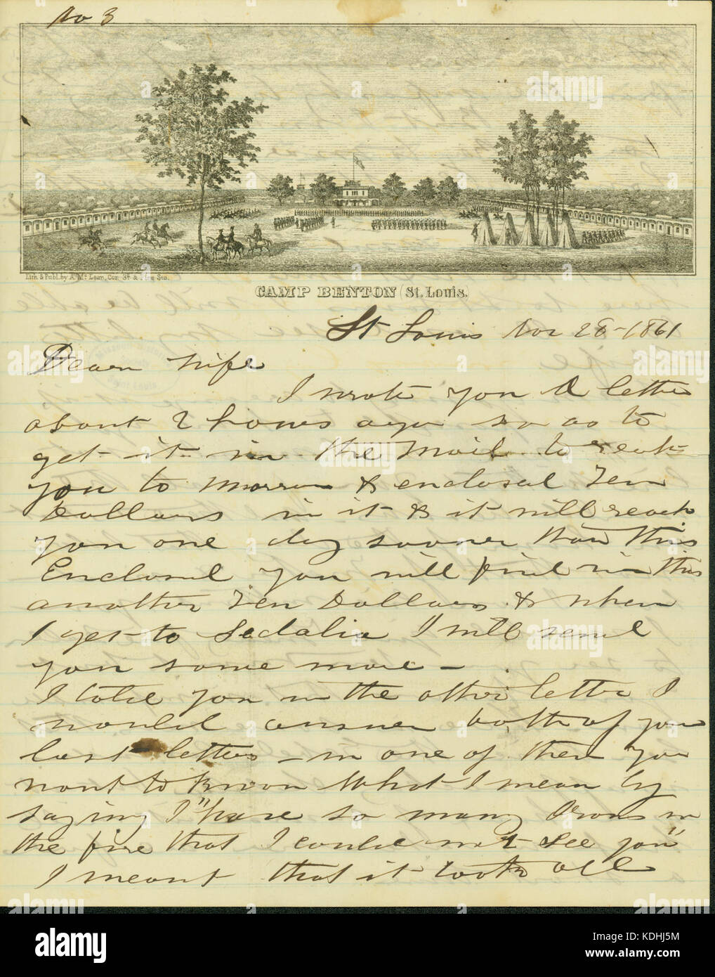 Letter signed Silas, St. Louis, to his wife, November 28, 1861 Stock ...