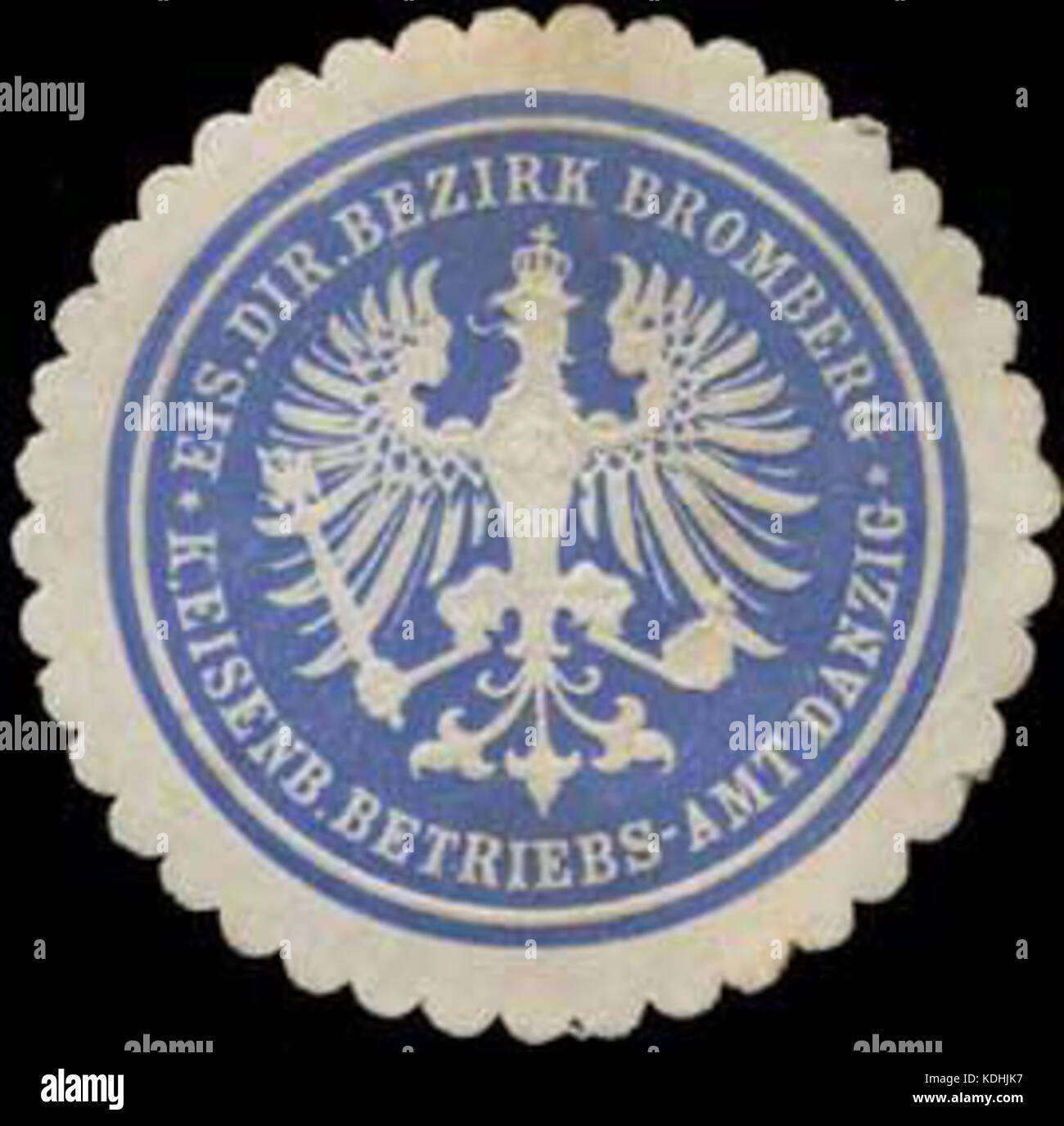 This is a historical stamp from the Eisenbahn Direktion of the Bromberg ...