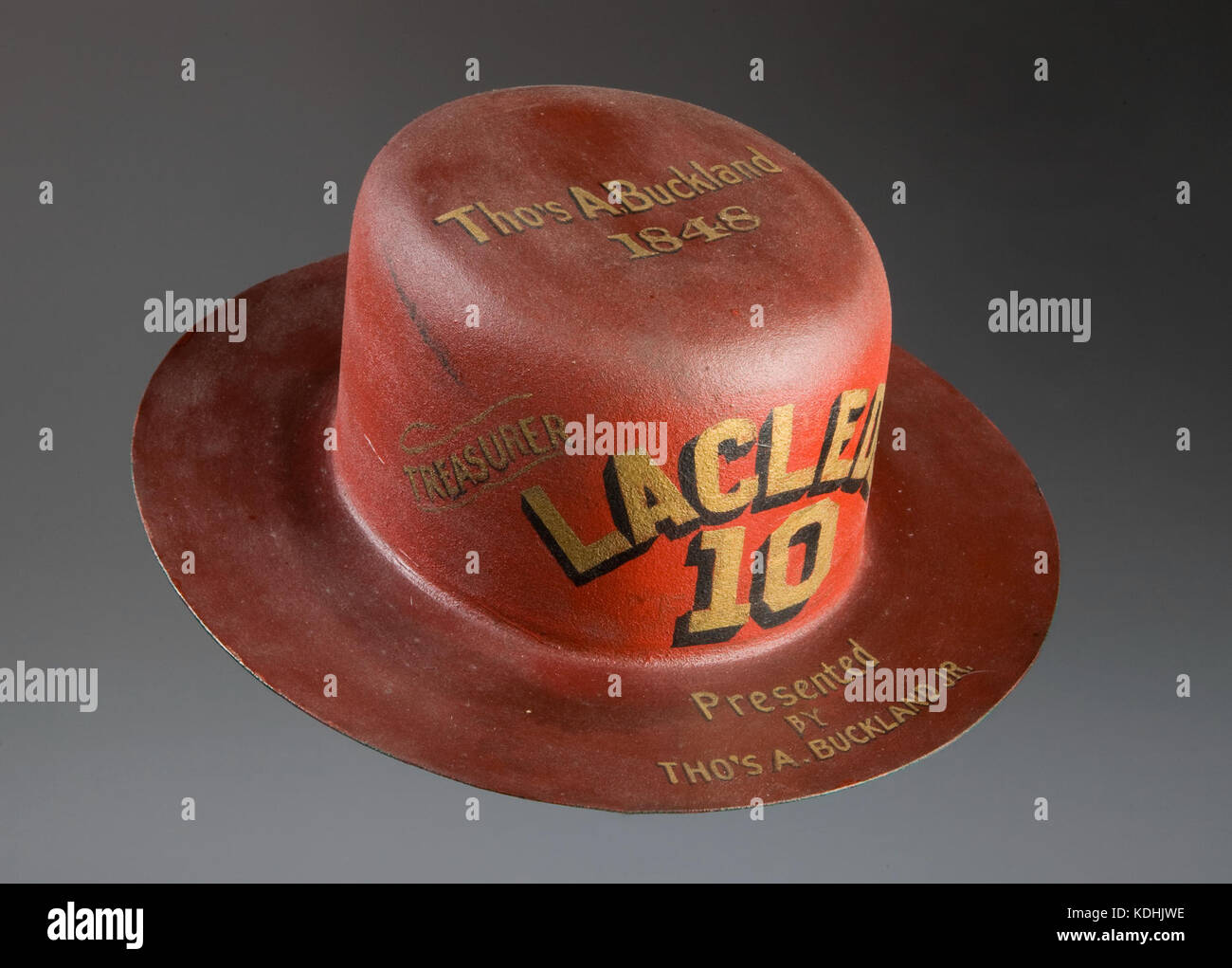 Painted Felt Fire Hat Worn by Thomas A. Buckland Stock Photo - Alamy