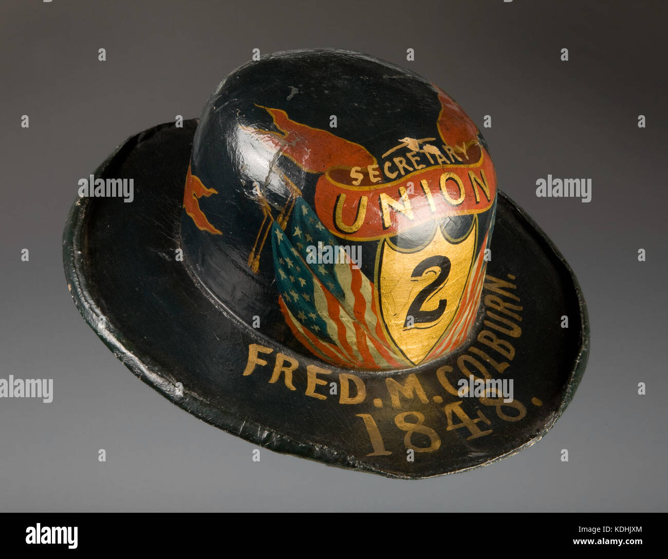 Painted Fire Hat Worn by Fredrick M. Colburn Stock Photo - Alamy