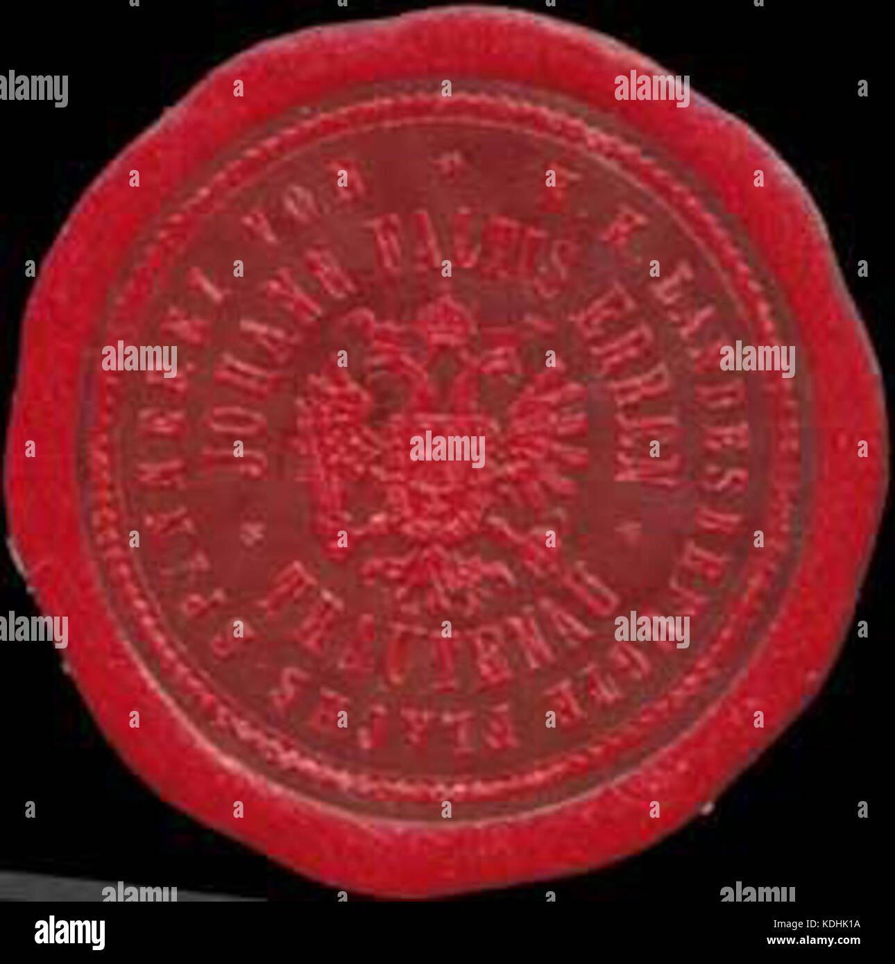 Siegelmarke K.K. Landesbefugte Flachs Spinnerei von Johann Faltis Erben ...