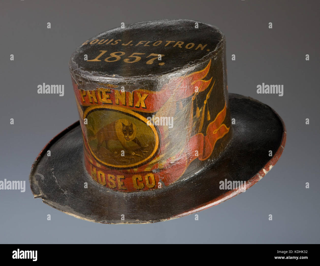 Painted Felt Fire Hat worn by Louis J. Flotron Stock Photo - Alamy