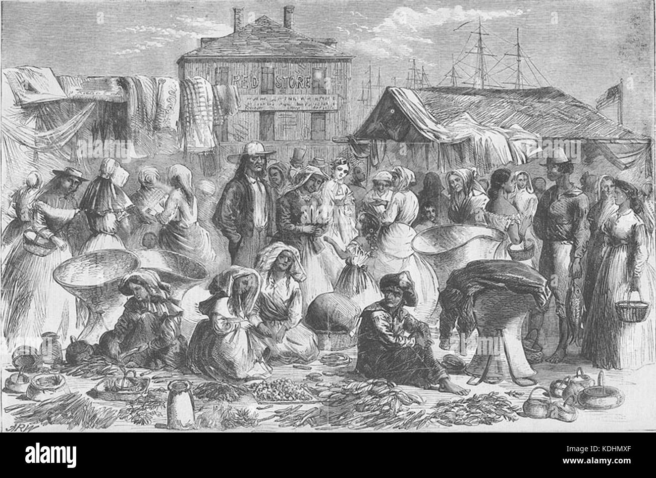 New orleans market 1820 Stock Photo - Alamy