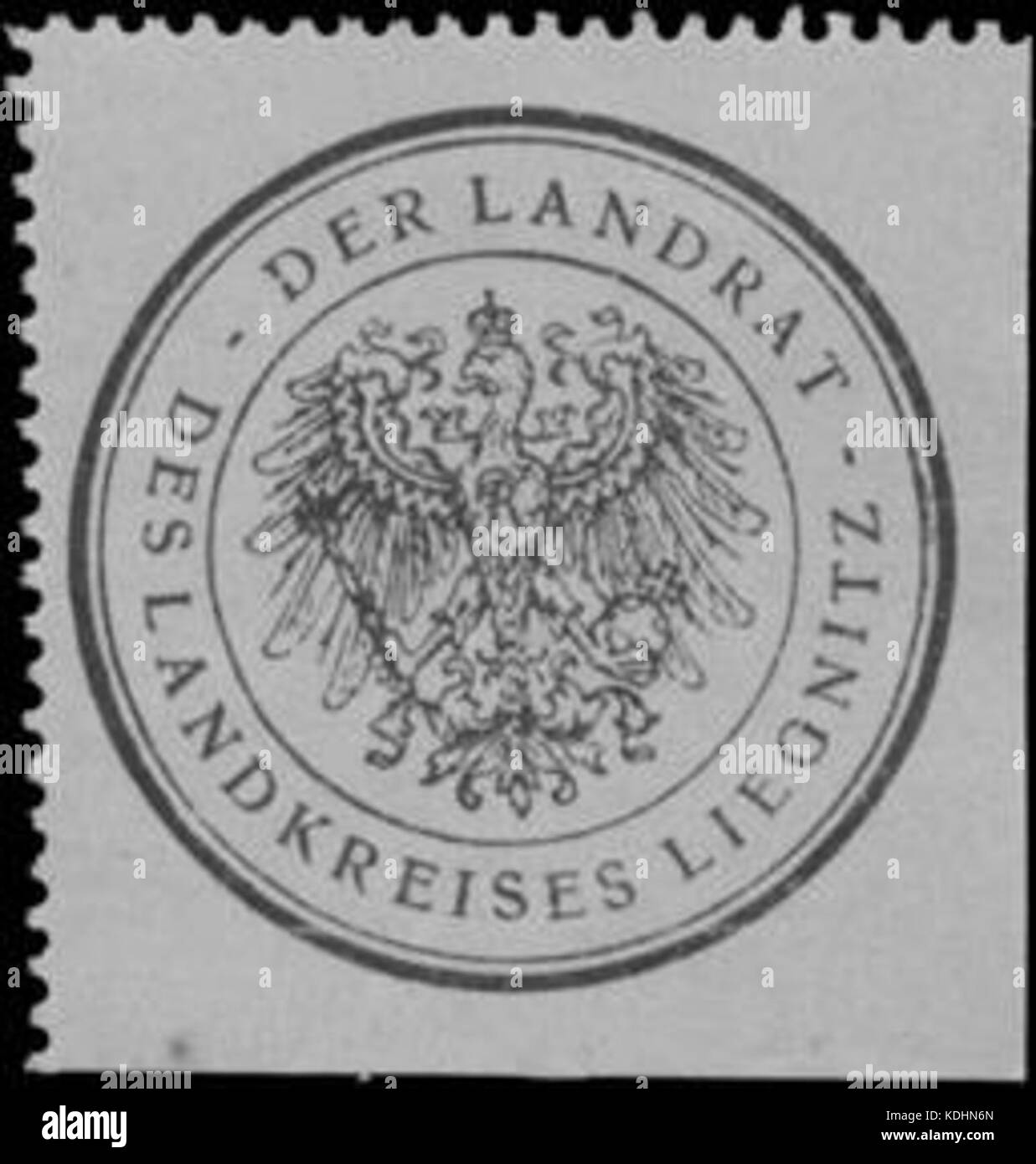 This is a seal of the Landrat of the Liegnitz district in Germany, used ...