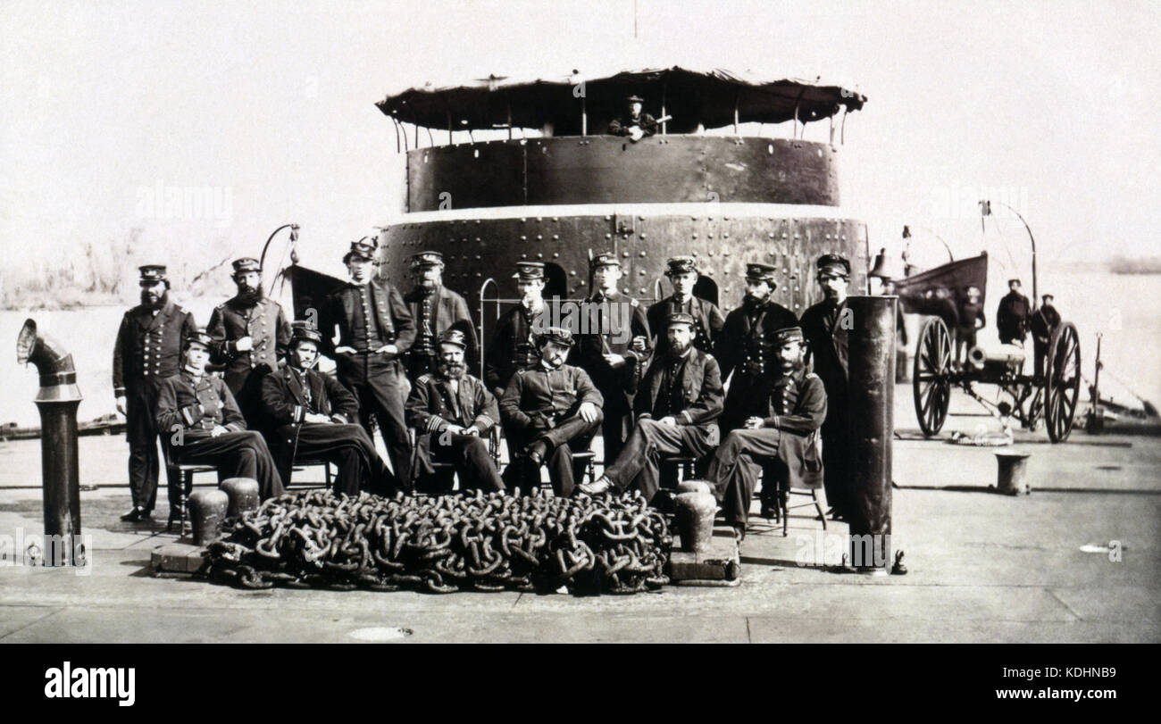 An image of naval officers serving on a monitor ship, likely from the ...