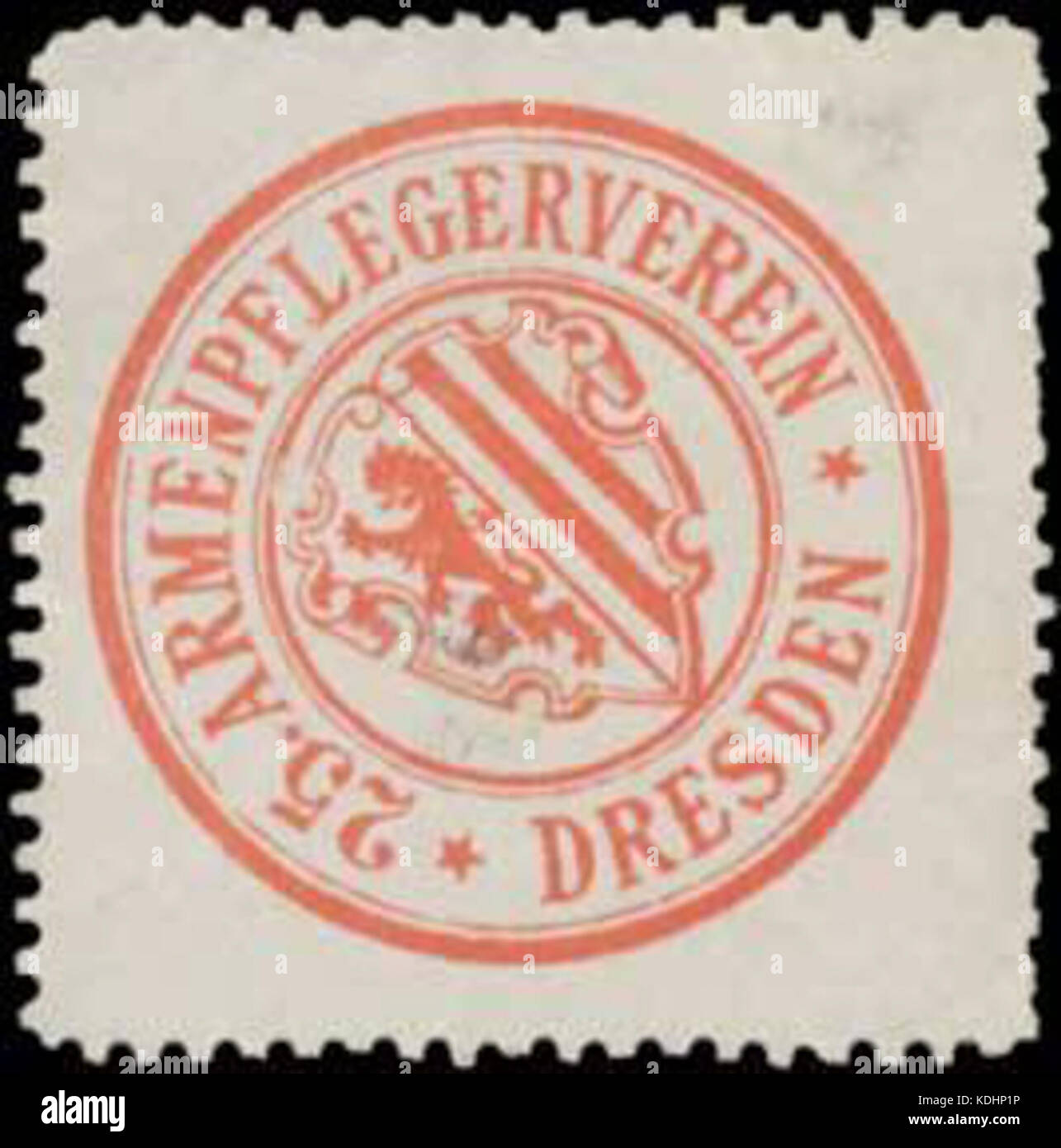 A seal mark from the 'Armenpflegeverein Dresden,' an organization ...
