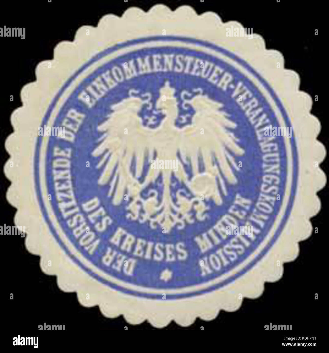 This image shows the Siegelmarke (seal) of the Chairman of the Income ...
