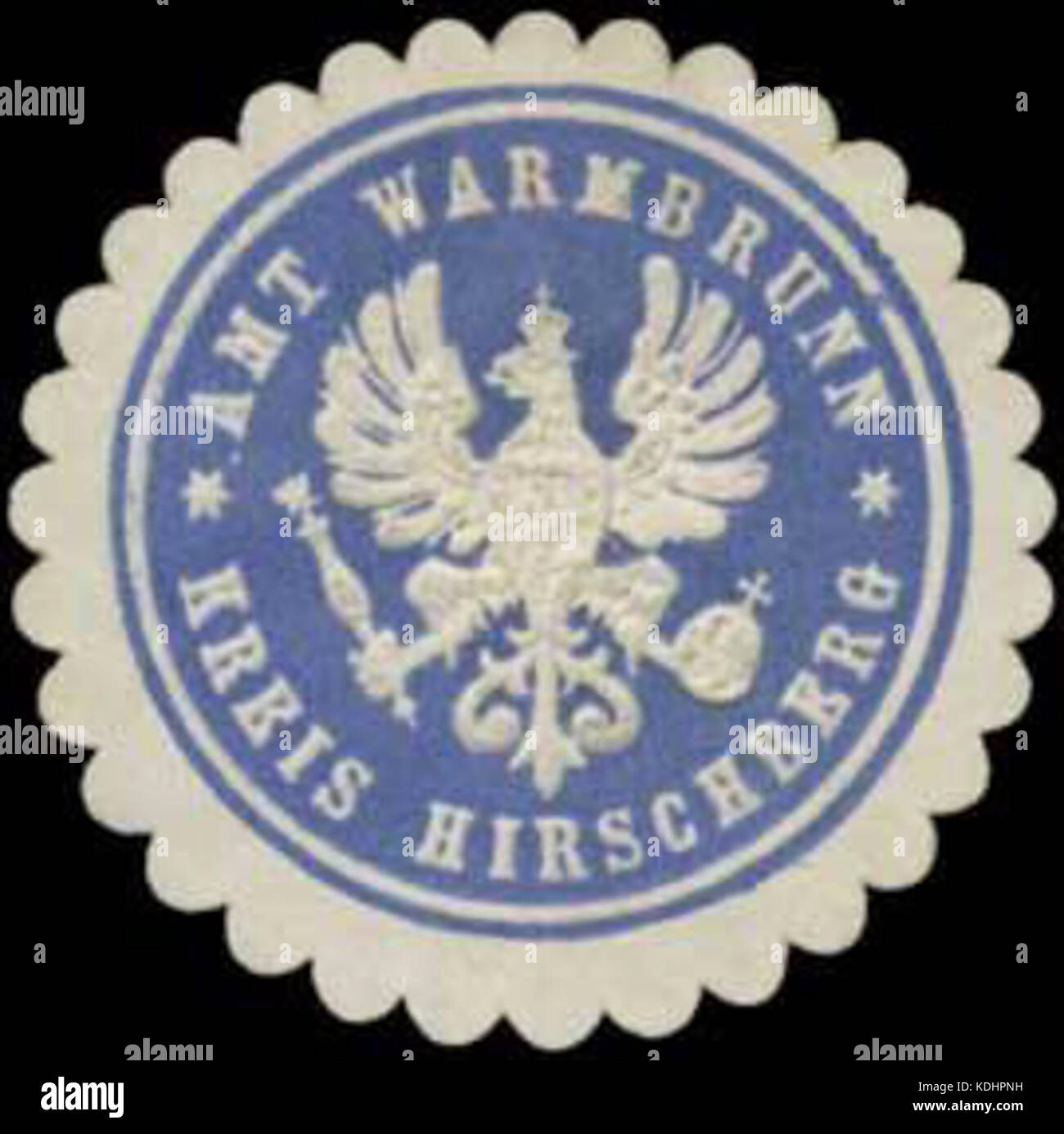 A historical Siegelmarke (official seal) from the Amt Warmbrunn ...