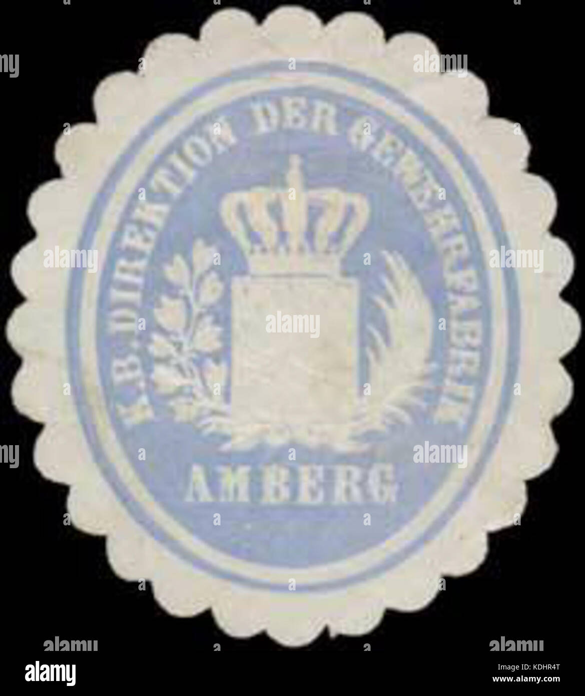 This stamp represents the Bavarian Arms Factory's directorate, marking ...