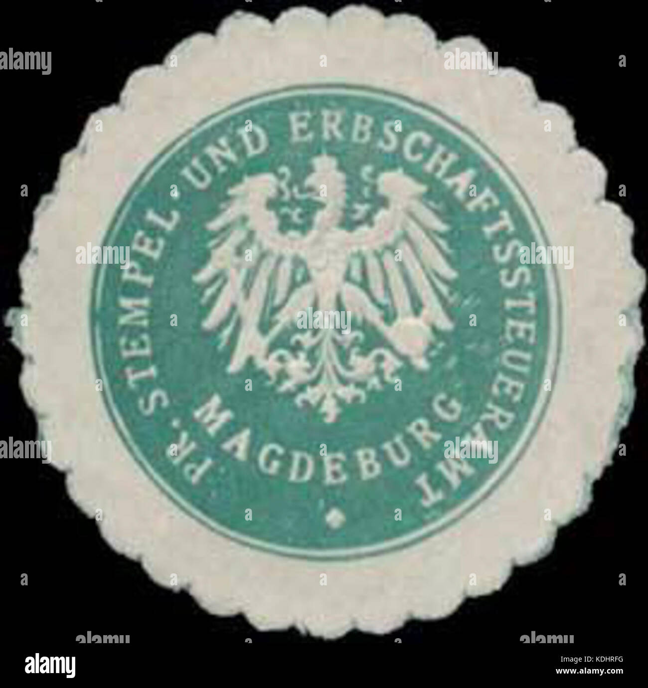 This image shows a stamp from the Prussian Estate and Inheritance Tax ...