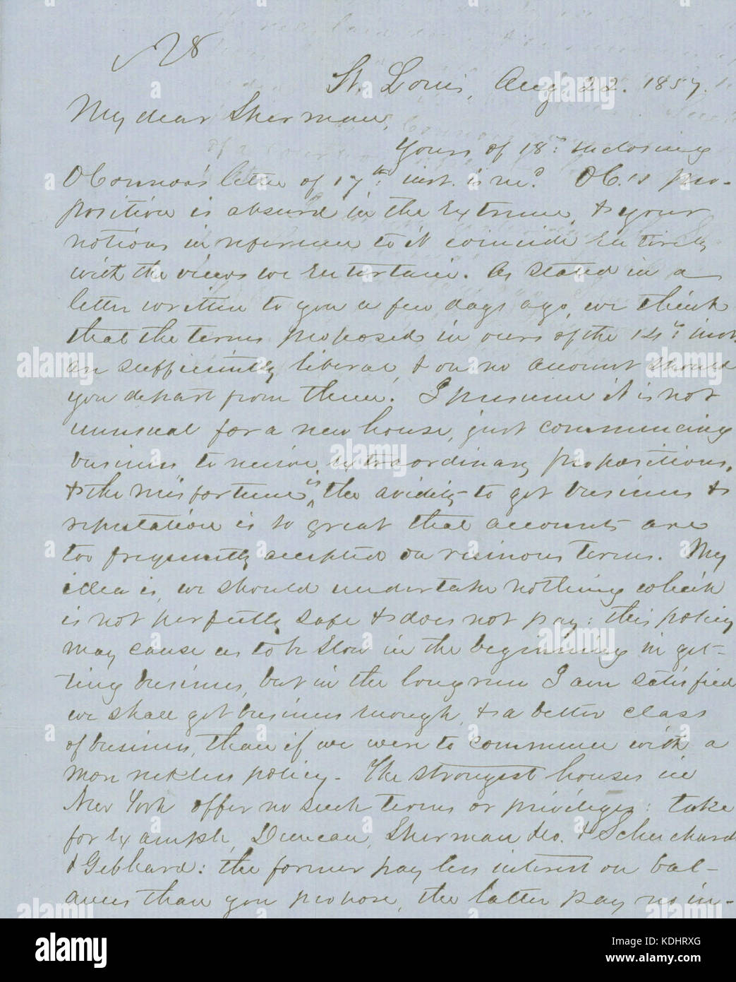 Letter signed H.S. Turner, St. Louis, to W.T. Sherman, August 22, 1857 ...