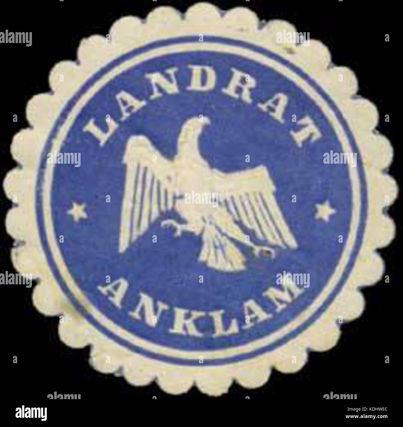 A historical seal mark (Siegelmarke) from the Landrat of Anklam ...