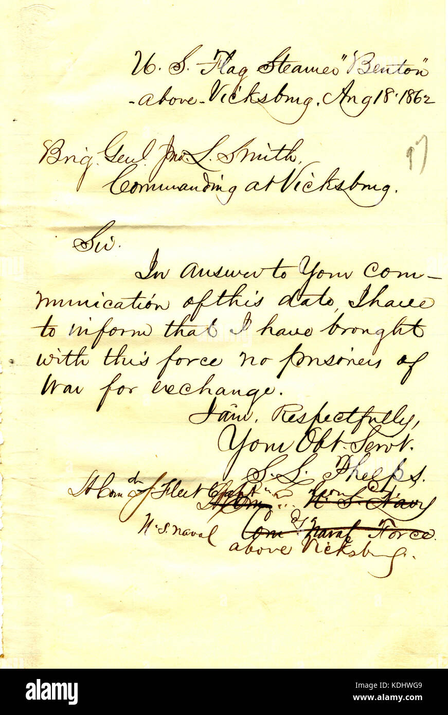 Letter from Seth Ledyard , U. S. S. Benton, above Vicksburg, to John ...
