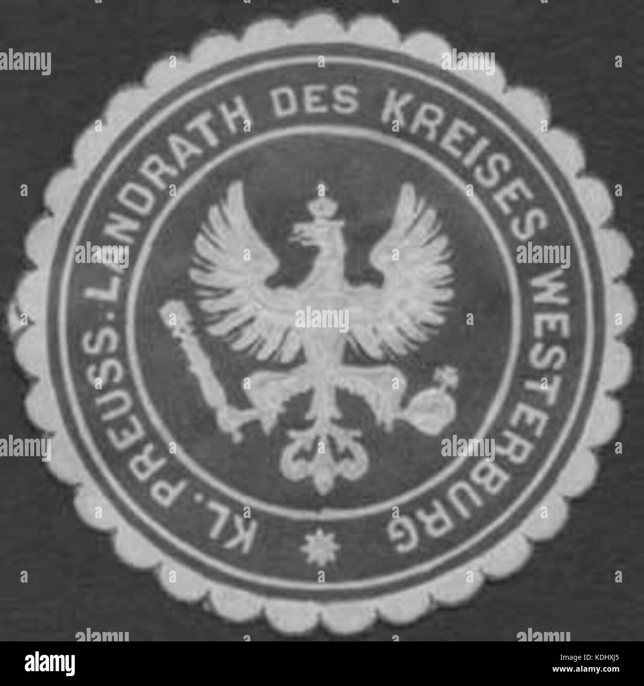 A historical firemark used by the Landrath of Westerburg, part of a ...