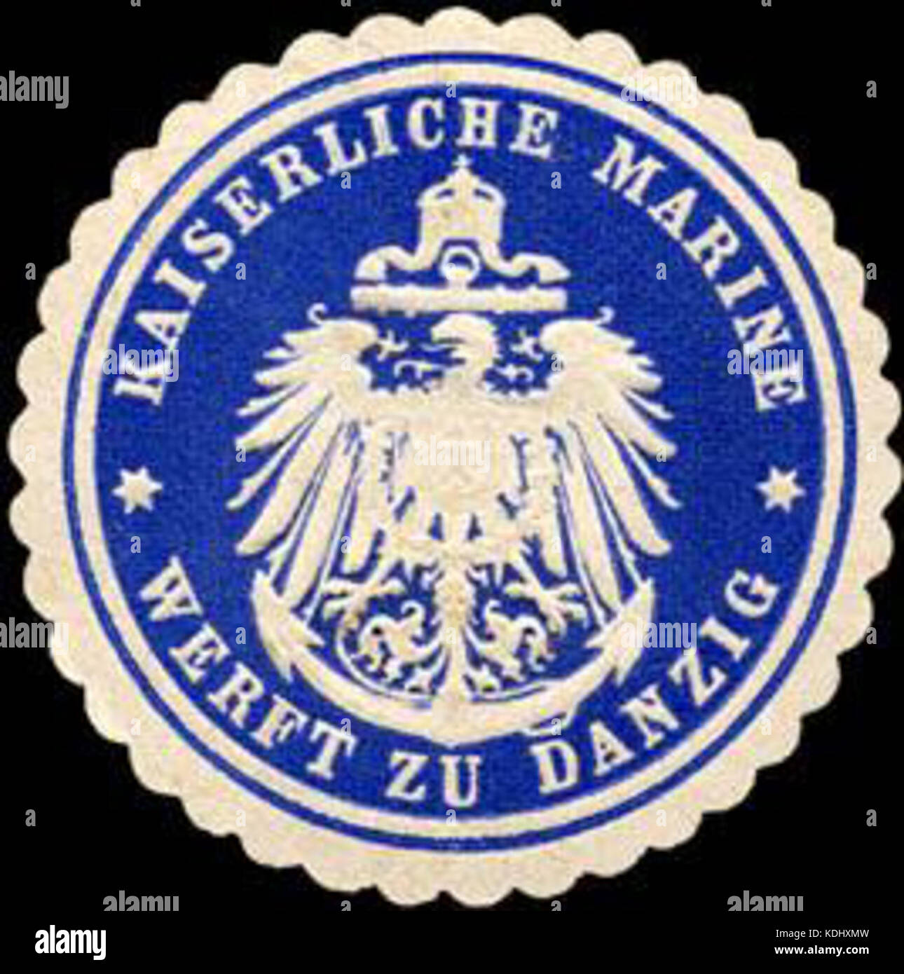A historical stamp from the Kaiserliche Marine Werft (Imperial Navy ...