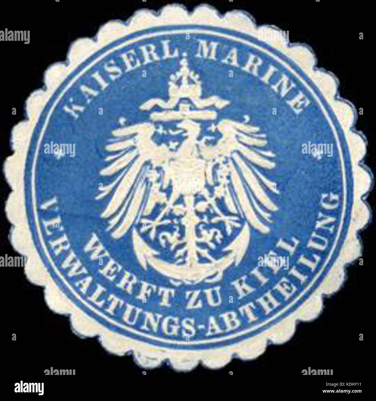 A seal from the Imperial Navy Shipyard in Kiel, Germany, indicating the ...