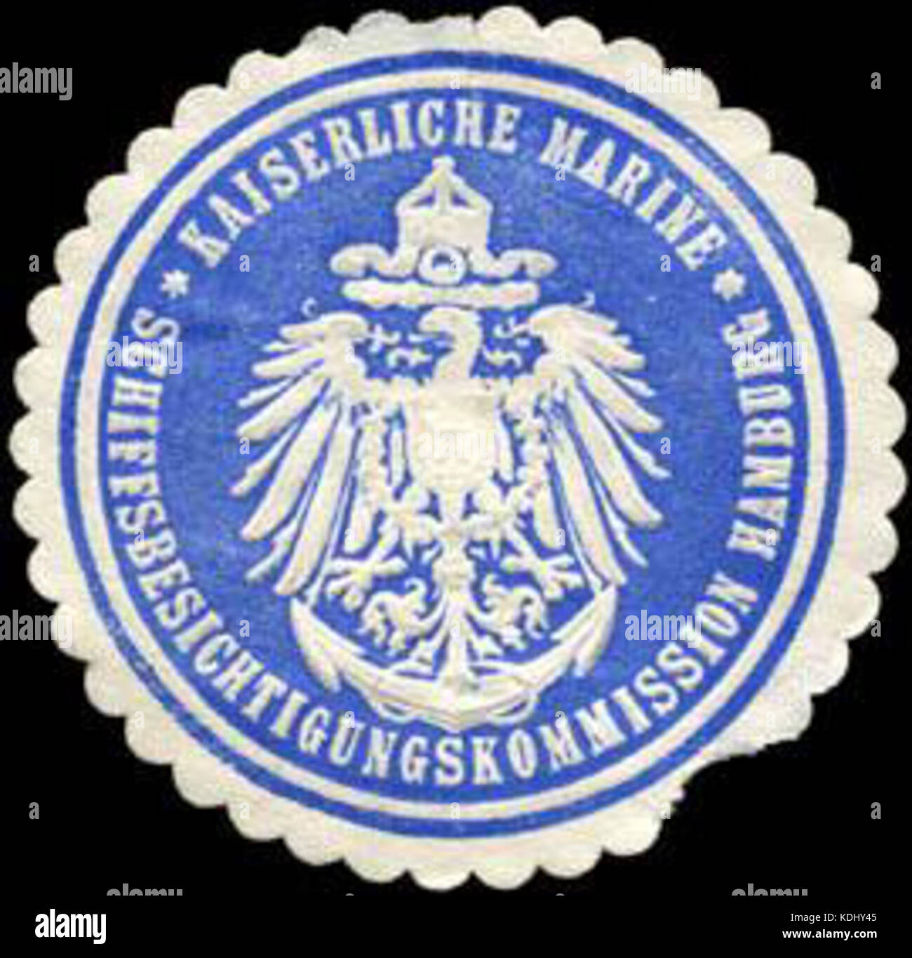 A historical image showing the Siegelmarke (seal) of the Imperial Navy ...