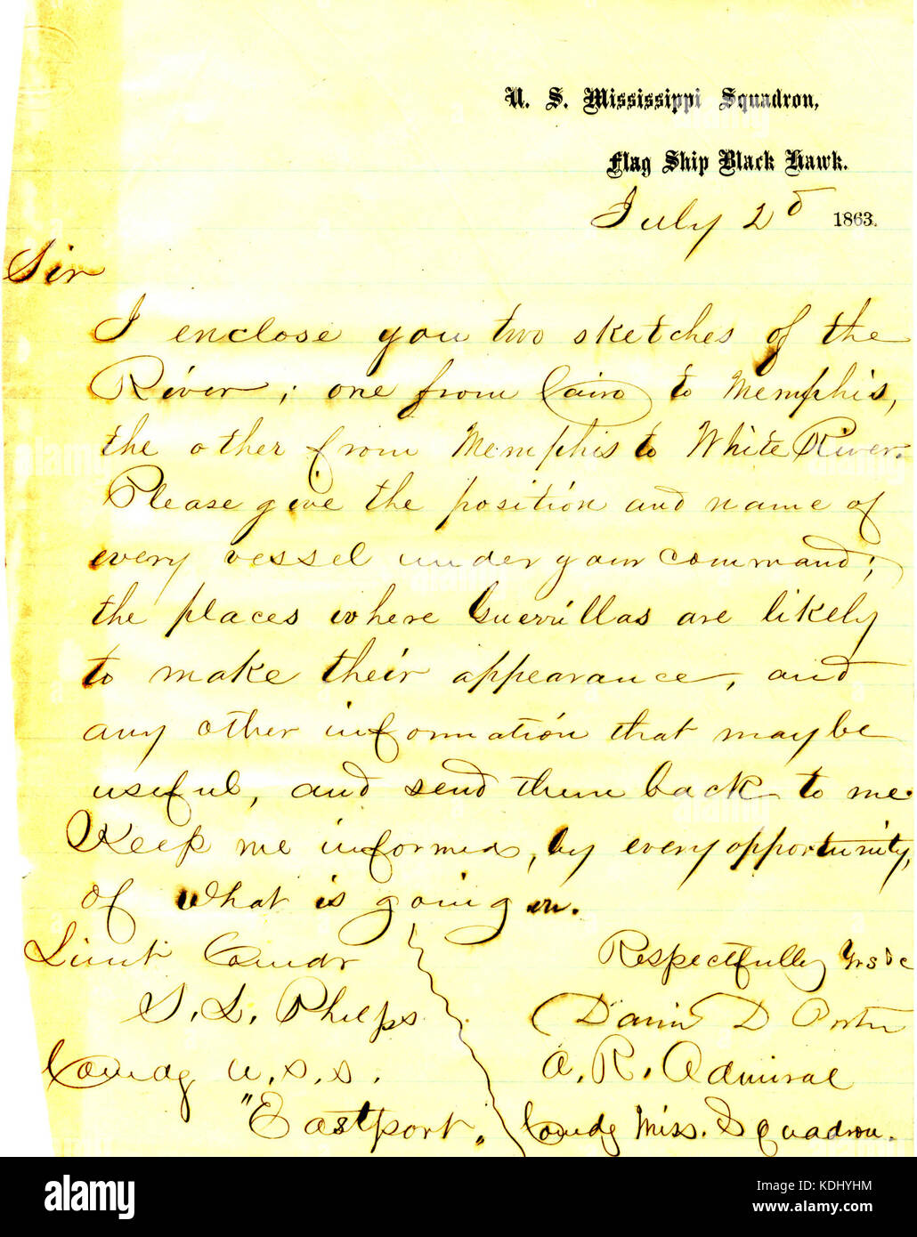 Letter from David D. Porter, U. S. S. Black Hawk, to Seth Ledyard ...