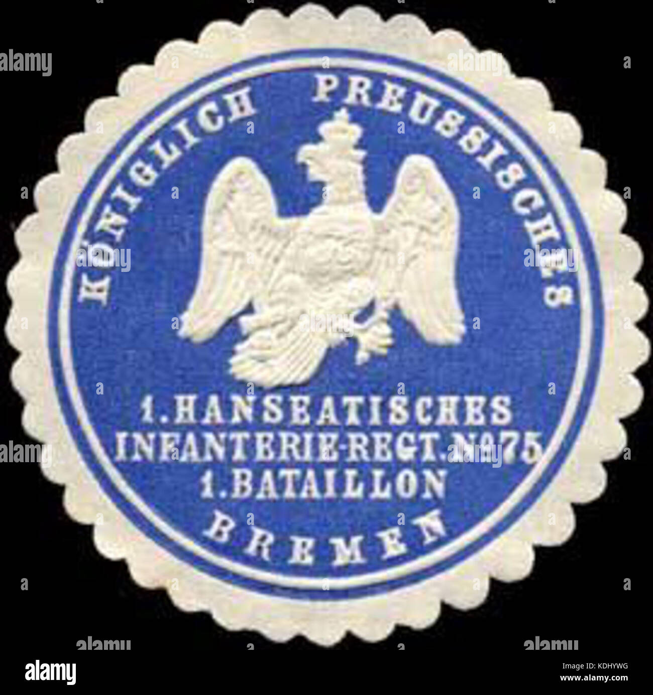 This is the seal of the K.Pr. 1st Hanseatic Infantry Regiment No. 75 ...