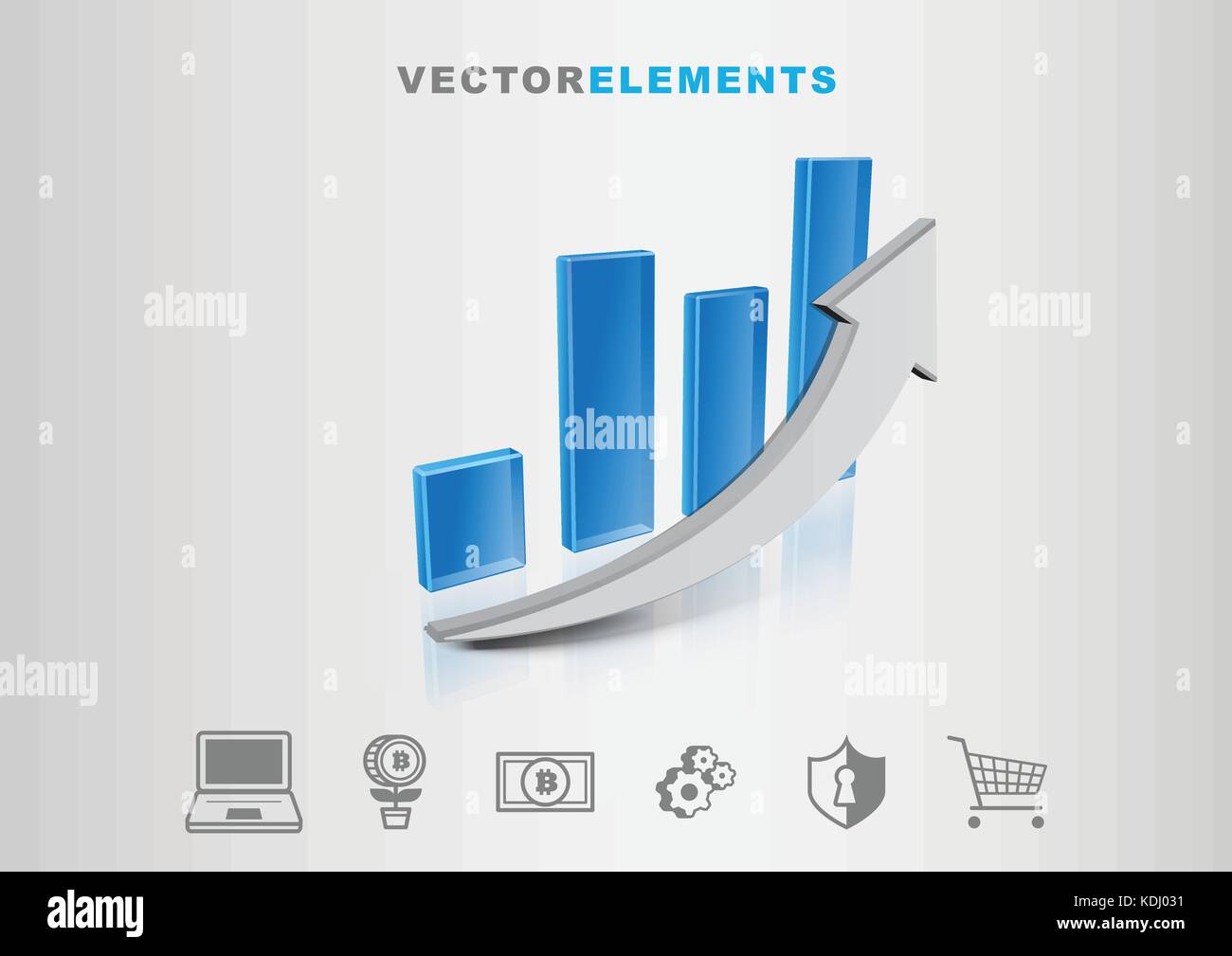 Financial Technology Graph 3D Vector with Set of Icons Stock Vector ...