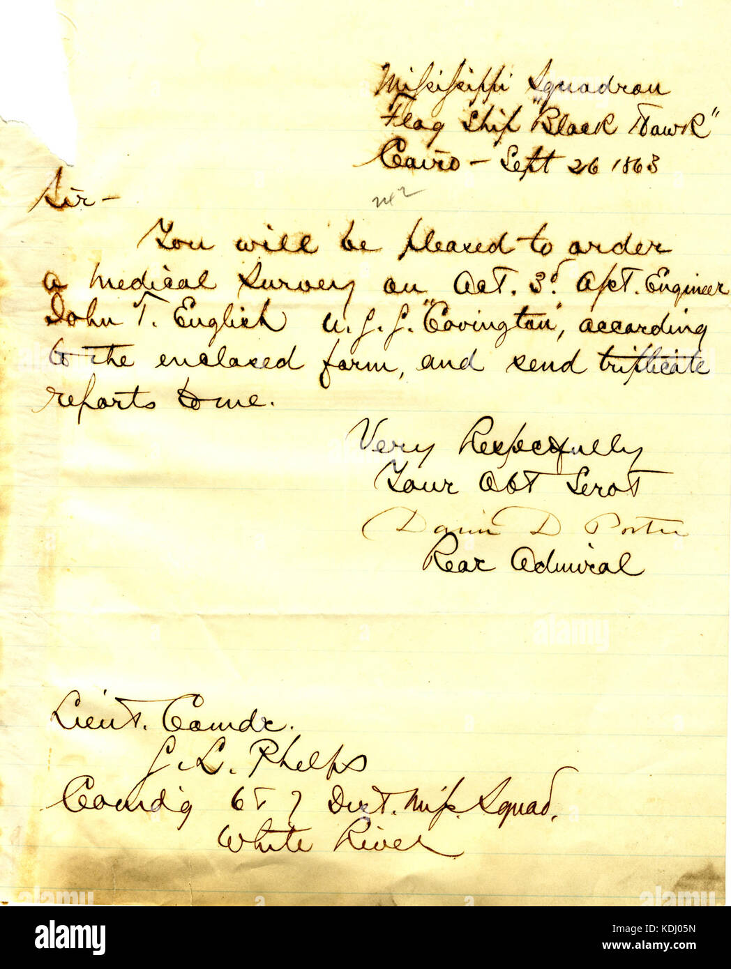 Letter from David D. Porter, U. S. S. Black Hawk, Cairo, Illinois, to ...