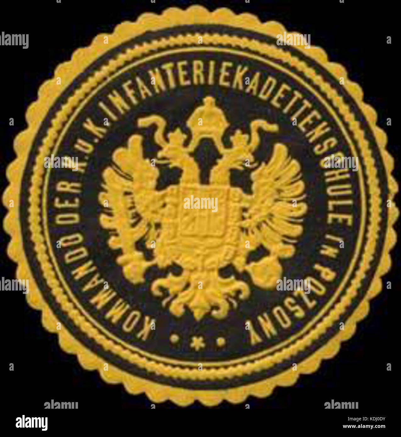 Siegelmarke Kommando der K.u.K. Infanteriekadettenschule in Pozsony ...