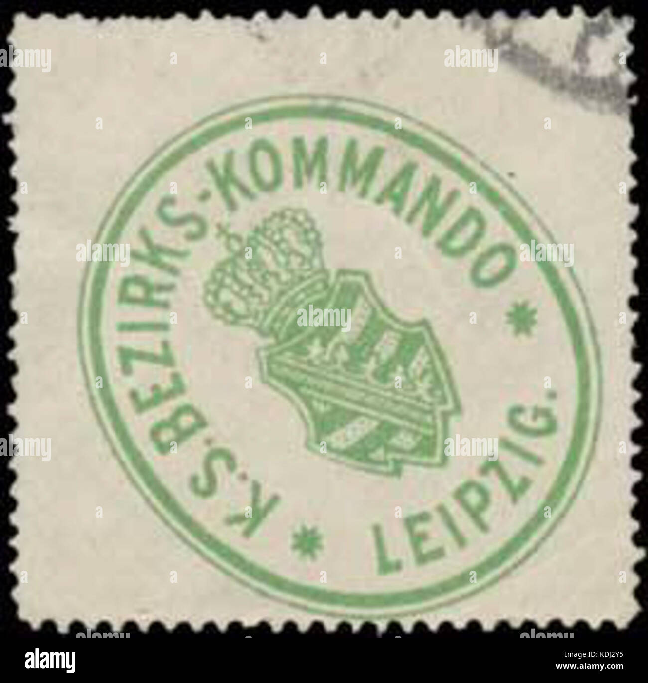 A Siegelmarke or seal label issued by the Bezirks Kommando in Leipzig ...