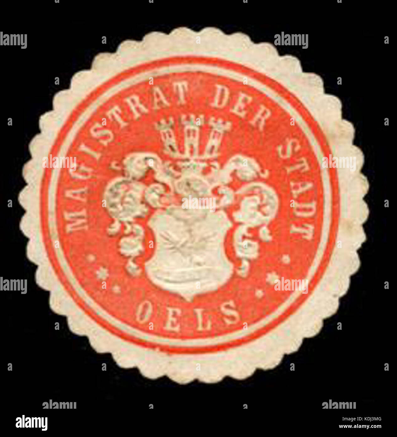 This historical seal represents the Magistrate of the city of Oels ...